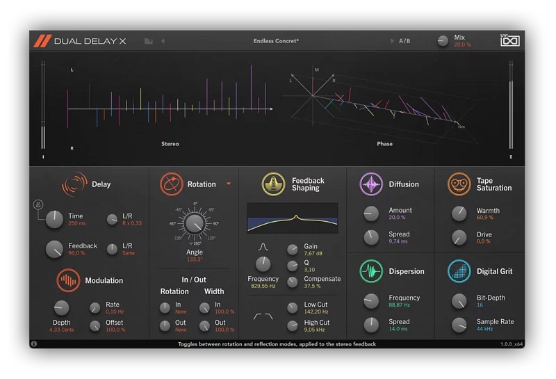 UVI Dual Delay X 延遲效果器 Plugin (序號下載版)